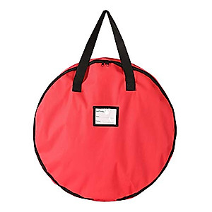 Sattiyrch Christmas Wreath Storage Bag - 600D Canvas Dual Zippered Storage Bag for Holiday Artificial Christmas Wreaths, 2 Stitch-Reinforced Canvas Handles (Red) (30")