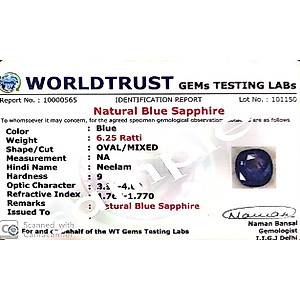 LMDPRAJAPATIS 8.25 Carat Natural Blue Sapphire Silver Plated Wedding Fashion Ring For Men And Women