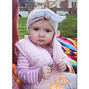 IZUS Turban Headband Baby Girl - Warm Rabbit Knot Hair Band, Knit Head Wrap for Newborn, Toddler and Children (One Size (Fit for 2 months to 7 Years), Camel + Beige)