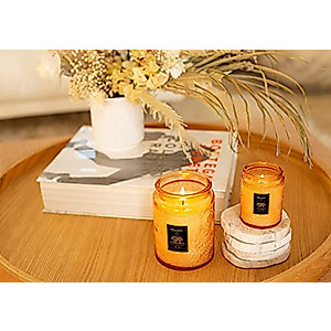 Voluspa Spiced Pumpkin Latte Candle | 18 Oz | Large Glass Jar with Glass Lid | All Natural Wicks and Coconut Wax for Clean Burning