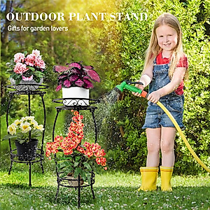 Kataslly 2 Pack 2 Tier Metal Plant Stands Indoor Outdoor, Tall Wrought Iron Flower Pot Shelf for Multiple Plants, Corner Plant Holder Rack for Patio Garden Kitchen Balcony Living Room