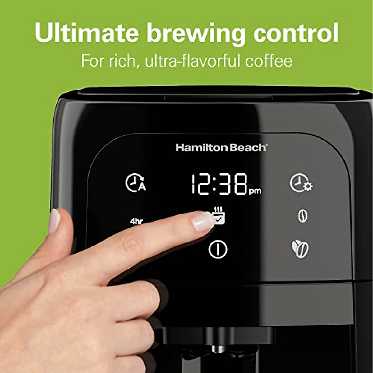 Hamilton Beach One Press Programmable Dispensing Drip Coffee Maker with 12 Cup Internal Brew Pot, Removable Water Reservoir, Black Next Gen (47600)