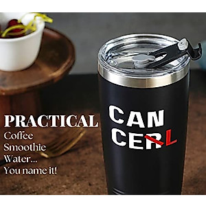 Onebttl Cancer Gifts for Women, Men, 20oz Insulated Mugs With Lid, Surgery Gifts for Friends With Cancer, Chemo Patients - Cancel Cancer