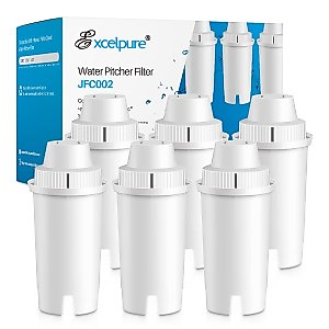 EXCELPURE Replacement for Brita Longlast Water Filter Pitcher for drinking water, Compatible with standard Mavea 107007, Brita Classic 35557, ob03, maxtra, lead removal, 6PACK