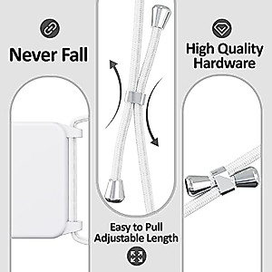 blaspins Crossbody Lanyard Strap Case for iPhone 13, Neck Cross Body, Adjustable Holder Removable, Drop Protection Shockproof, Hands-Free Silicone Case Cover 6.1 inch, 150 cm Strap, iP13 - White