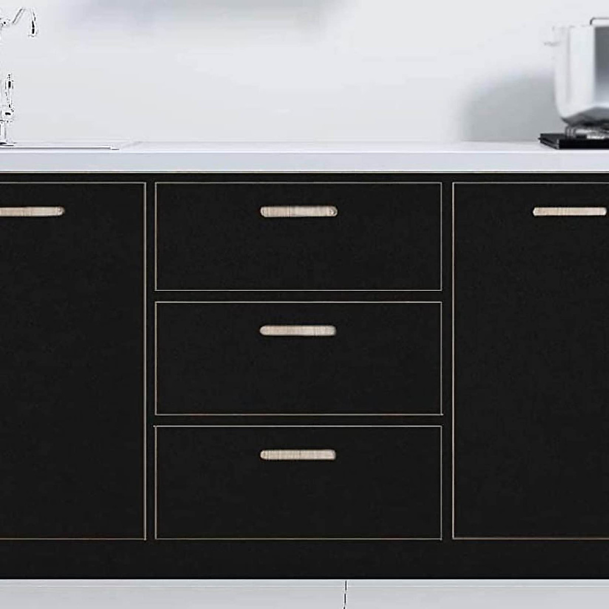 Shelf Liner Drawer Matte Black Wallpaper Vinyl Self-Adhesive Countertop Removable Contact Paper Wall Decoration