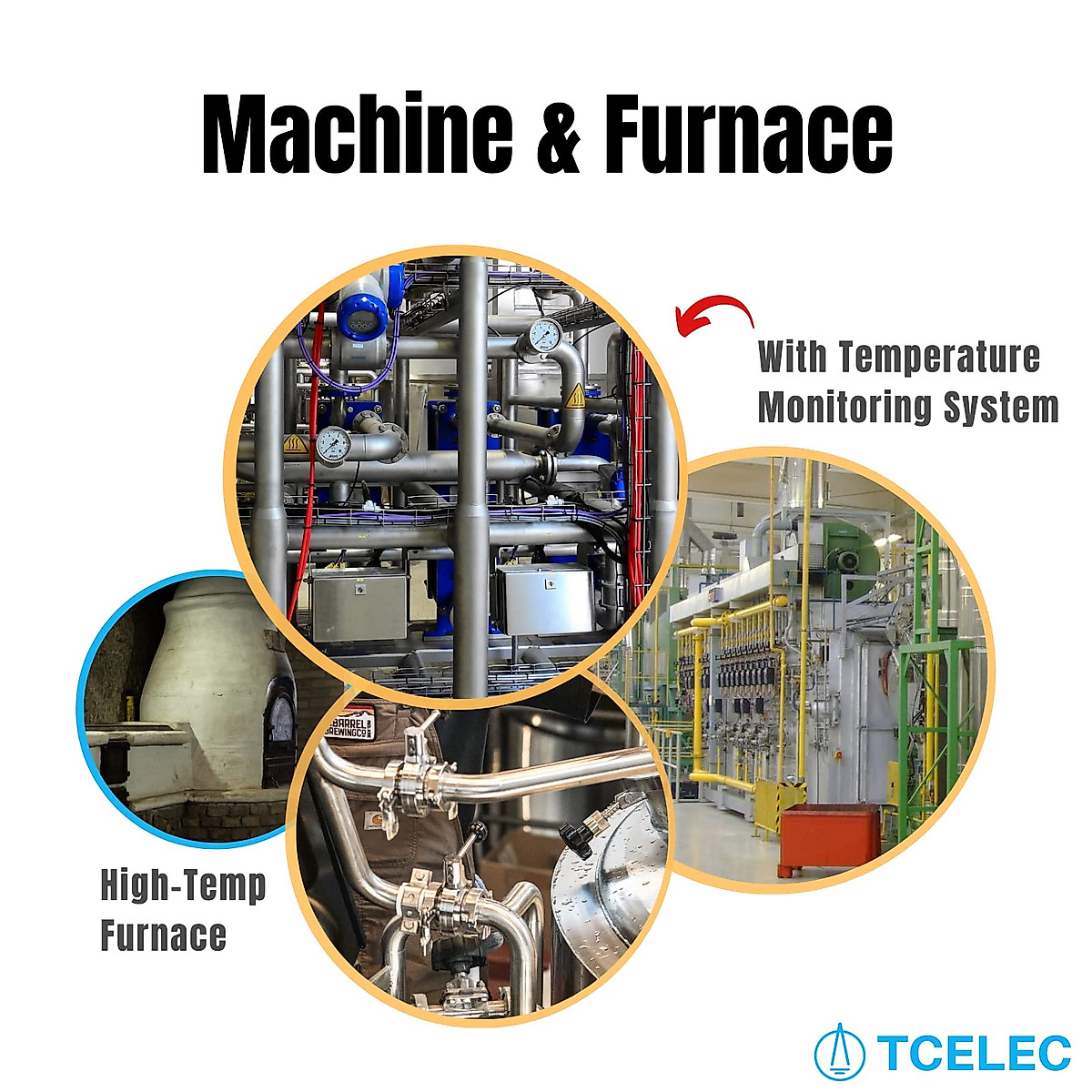 TCELEC TCE-SK05H4-50 K Type Thermocouple Probe for Furnace Oven Meet The 1/2 PT Screw Thread K-Type Input Instrument Thermocouple Thermometer Sensor Temperature Range from 77°F to 1112°F