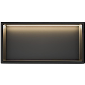 Bernkot Stainless Steel Shower Niche 12" X 24" Matte Black with Led Light Waterproof No Tile Needed Wall Niche for Bathroom Storage Over Mount Installation