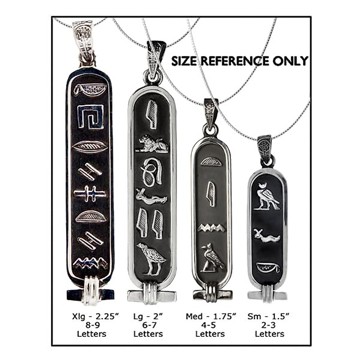 Discoveries Egyptian Imports Made in Egypt - Personalized Oxidized Sterling Silver Cartouche Necklace - 1-Sided Custom Pendant Handmade in Egypt - Size: Medium