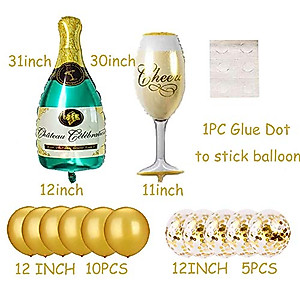 Wine Party Decorations, Wine Time Balloons Banner Wine Glass and Champagne Foil Balloons For Wine Tasting Party Wine Birthday Party, Bridal Shower Hen Night Girls Night Decorations Set
