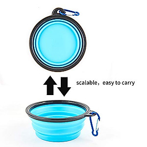 Collapsible Dog Bowls, Travel Dog Cat Water Bowl Portable Foldable Food Dishes with Carabiner Clip for Traveling, Hiking, Walking (Pack of 5)