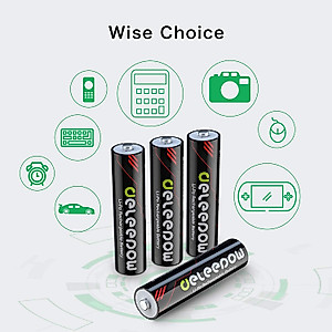Deleepow Rechargeable AAA Batteries 1.5V Lithium 1200mWh, Lithium AAA Rechargeable Batteries 4-Pack 1.5V 1500 Cycle (Only Battery)