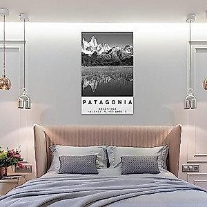 Patagonia Print Black And White Photo, Patagonia Wall Art, Patagonia Travel Poster, Patagonia Photo Canvas Art Poster And Wall Art Picture Print Modern Family Bedroom Decor Posters 24x36inch(60x90cm)