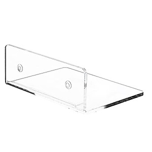 MyGift Wall Mounted Premium Clear Acrylic Floating Shelf, 4.5-Inch Collectibles and Figurine Display Rack, Set of 3