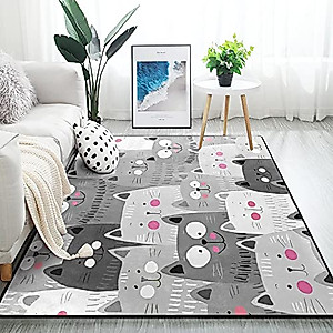 ALAZA Gray Hipster Cat Kitten Area Rug Rugs for Living Room Bedroom 7' x 5'