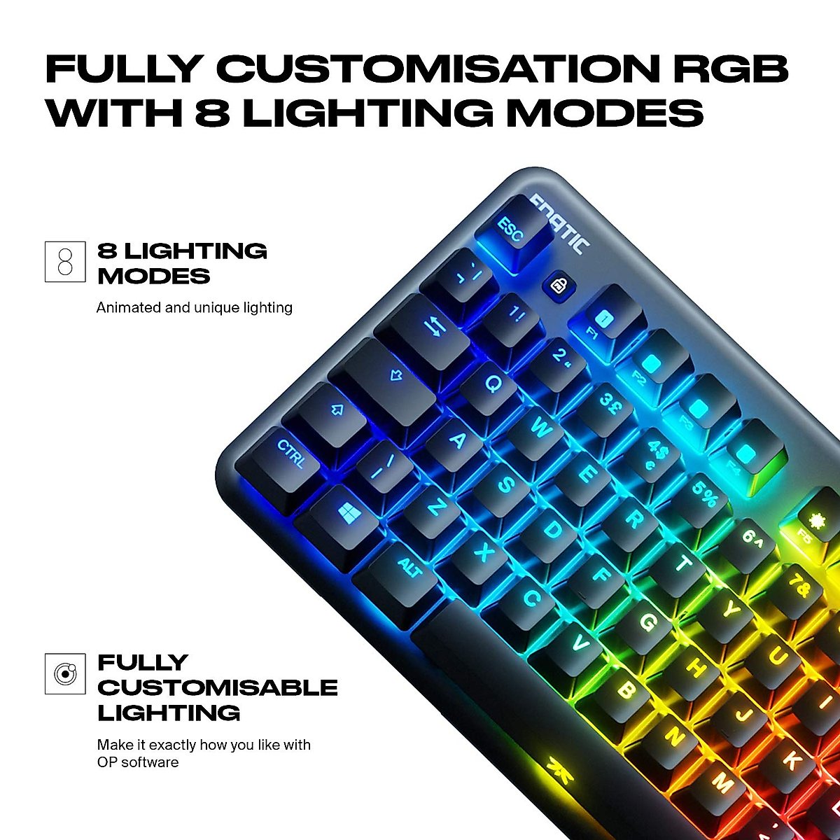 Fnatic miniSTREAK Speed LED Backlit RGB Mechanical TKL Gaming Keyboard, Speed Silver Switches, Small Compact Portable Tenkeyless Layout Pro Esports Gaming Keyboard (US Layout)