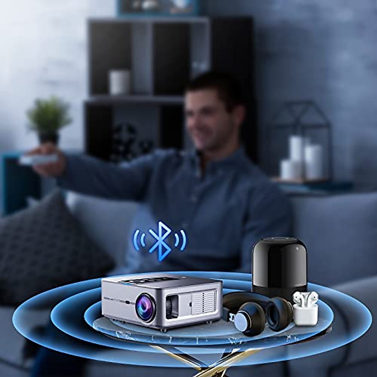 Smart Projector 5G WiFi Bluetooth, Artlii Play3 Outdoor Movie Projector 4K Supported, Android TV 10, Google Voice Assistant, Full HD Native 1080P Projector with Built-in Netflix, YouTube, Prime Video