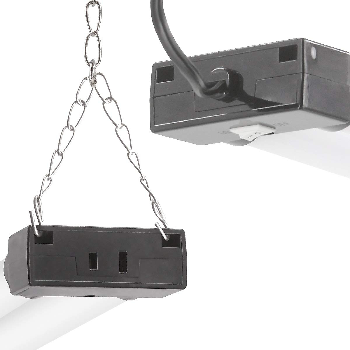 ZJOJO Linkable LED Shop Light for Garage, 4500lm 4FT 40W Utility Light Fixture for Workshop 6000K Daylight LED Workbench Light with Plug [250W Equivalent] Hanging or Surface Mount Black - 10Pack