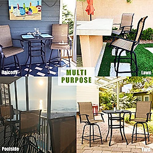 GOOGIC Patio Swivel Bar Stools ， Outdoor High Back Swivel Bar Chair Set of 2 with All Weather Steel Frame for Backyard, Lawn,Poolside and Balcony
