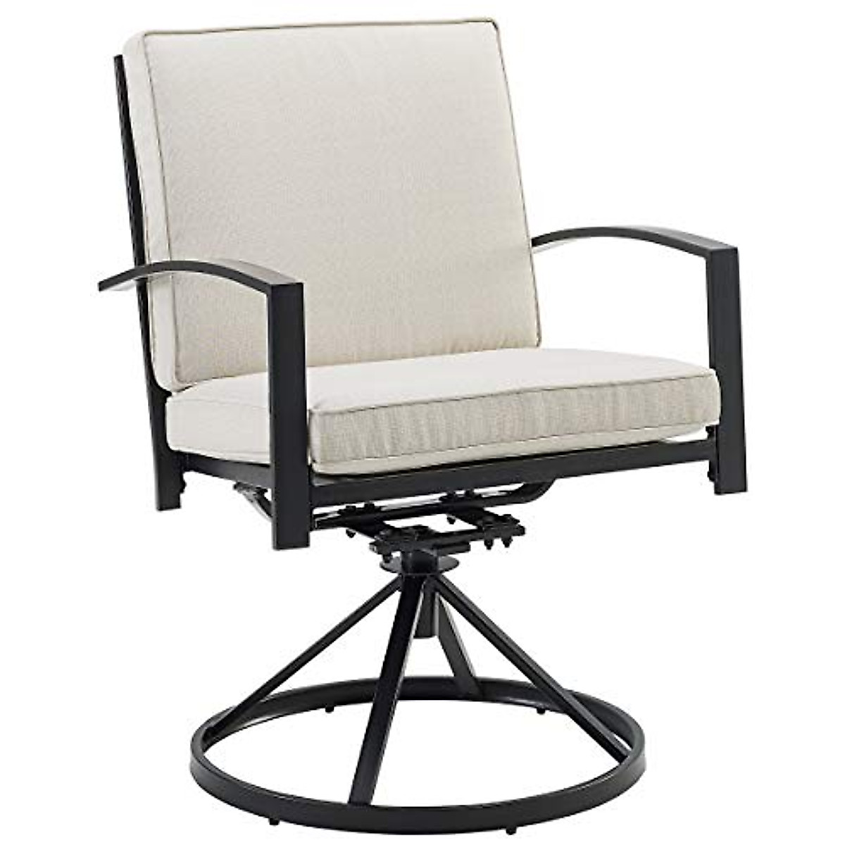 Crosley Furniture KO60026BZ-OL Kaplan Outdoor Metal Dining Swivel Chairs, Set of 2, Oiled Bronze with Oatmeal Cushions