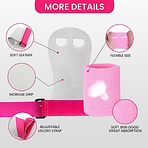 Amrta Gymnastics Grips Wristbands Sets for Girls Youth Kids 2 Pair Palm Protection Equipment with Wrist Support, Gymnastic Bar Grip Gloves Set Weightlifting Sports Workout (M, Pink-Black)