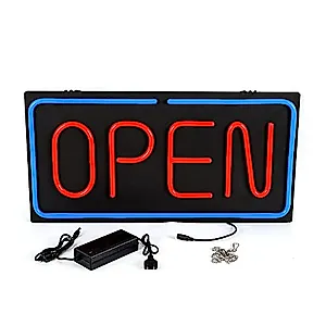Open Neon Sign,LED Neon Decorative Lights,24x12 Inches Neon Signs for Business, Powered by USB with Power Adapter, Electronic Billboard Ad Board for Walls Store Window Bars Retail Salon Shop