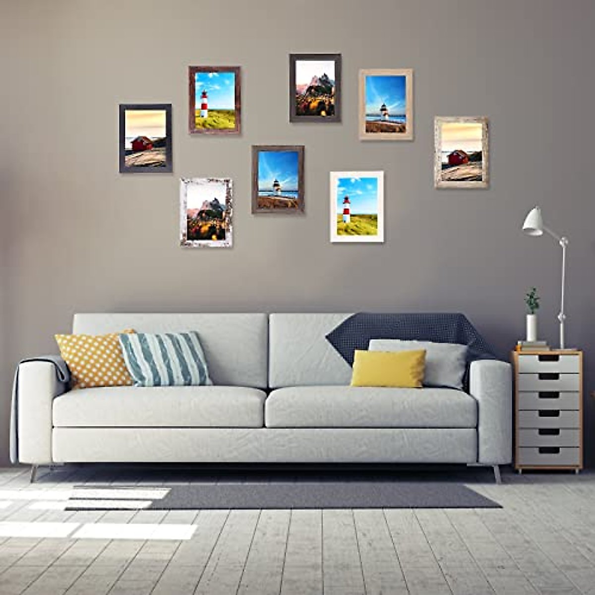 4x6 Picture Frames Set of 8, Rustic Picture Frames Multi Wood Pattern, HD Plastic Cover (Plexiglass) Display Photos 4x6 inch,Vertical and Horizontal Formats for Wall Hanging and Tabletop Display,Perfect for Rustic Home & Office Decor