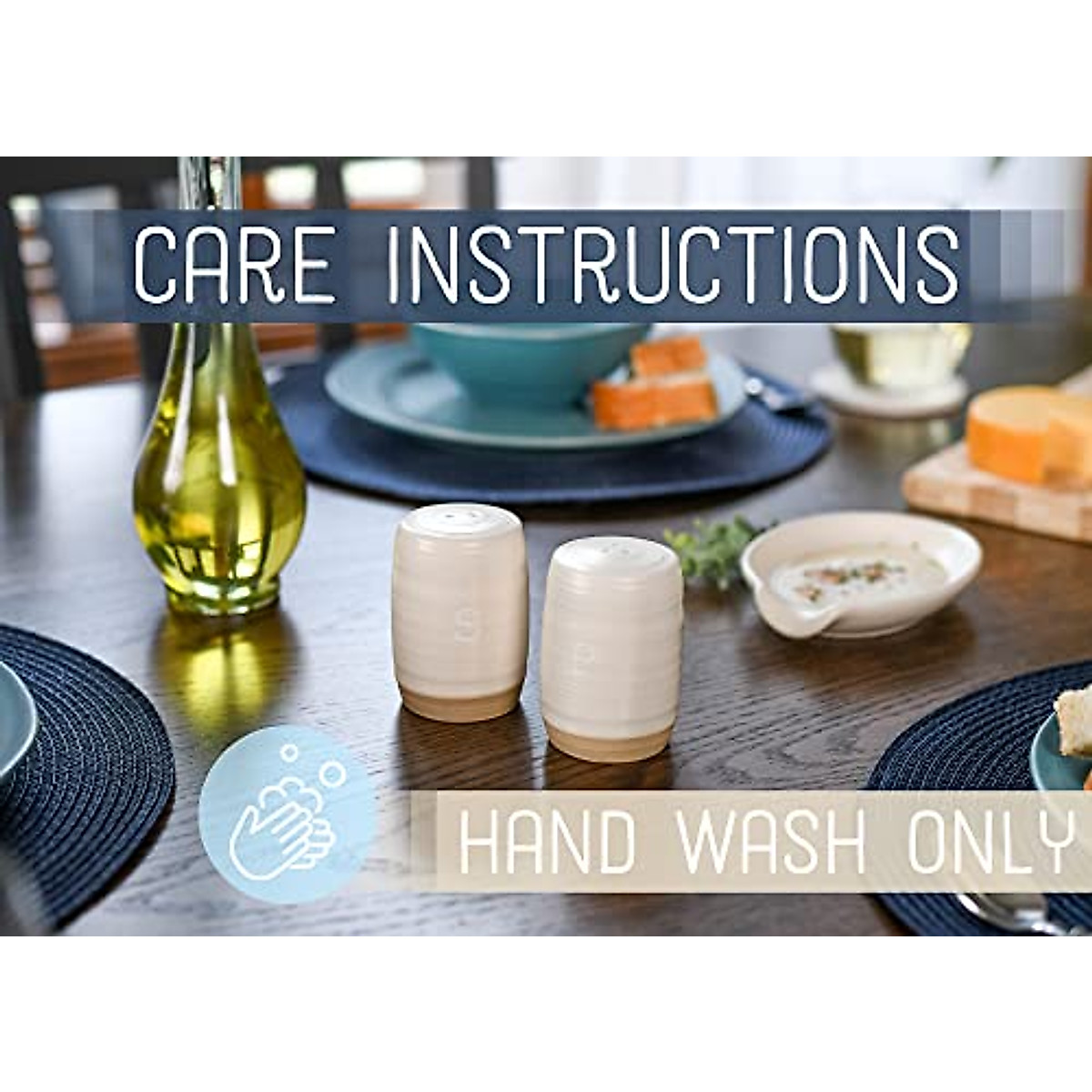 Nat & Jules Raw Bottom White 3 x 2 Ceramic Salt and Pepper Shaker 2 Piece Set