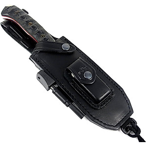 JEO-TEC Nº15 Bushcraft Survival Hunting Tactical Knife - BOHLER N690C Stainless Steel, Multi-positioned Leather Sheath, Sharpener Stone