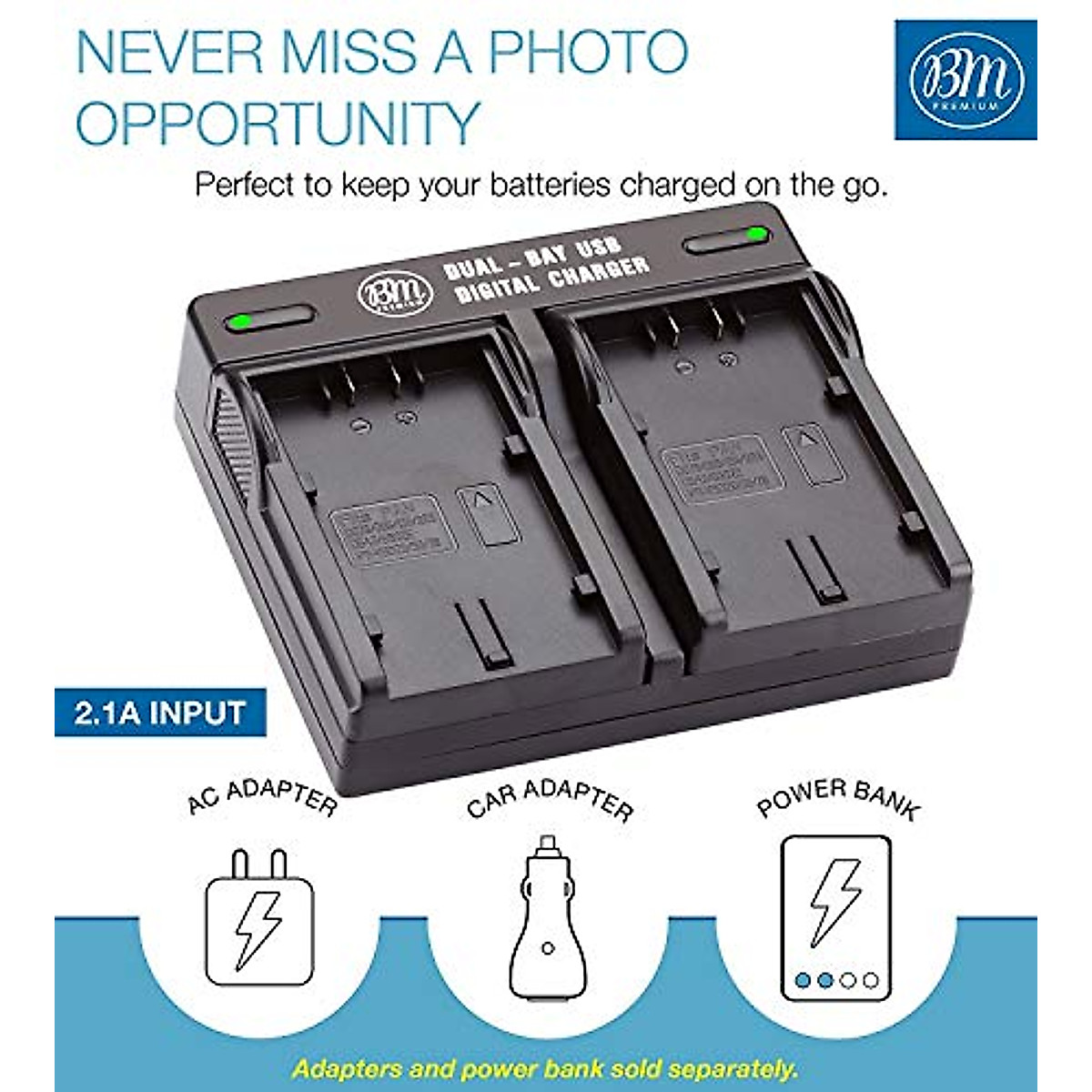 BM Premium 2 VW-VBD58 Batteries and Dual Bay Charger for Panasonic AG-VBR59, BGH1, HC-X1, HC-X1500, HC-X2000, AG-CX10, AG-CX350, AG-UX180, AG-AC30, AG-UX90, AG-DVX200, HC-MDH3E, AJ-PX270, AJ-PX230