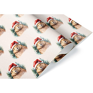 Watercolor Hamster Gerbil Guinea Pig Xmas Gift Wrap Premium Thick Wrapping Paper Capybara Animal Theme Merry Christmas Rodent Party Decor (6 foot x 30 inch roll)
