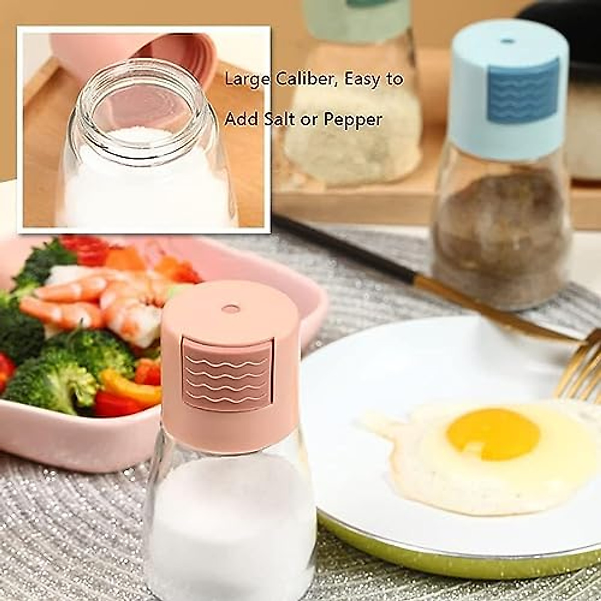 Salt and Pepper Shakers Precise Quantitative Push Type, metering Seasoning Dispenser, metered Salt Dispenser, 0.5g Salt Dispenser, Moisture Proof Salt and Pepper Shakers (1pcs*light green)