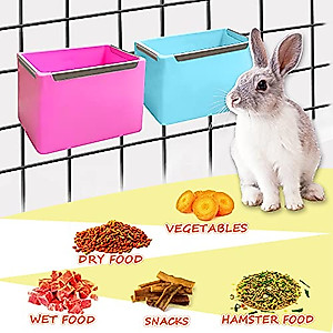 LLSPET Food and Water Bowl for Hamster/Rabbit/Chinchilla/Guinea Pig Other Small Pets,Rabbit Guinea Pig Hay Feeder,Made from Non-Toxic, BPA Free Plastic and Minimizing Waste and Mess