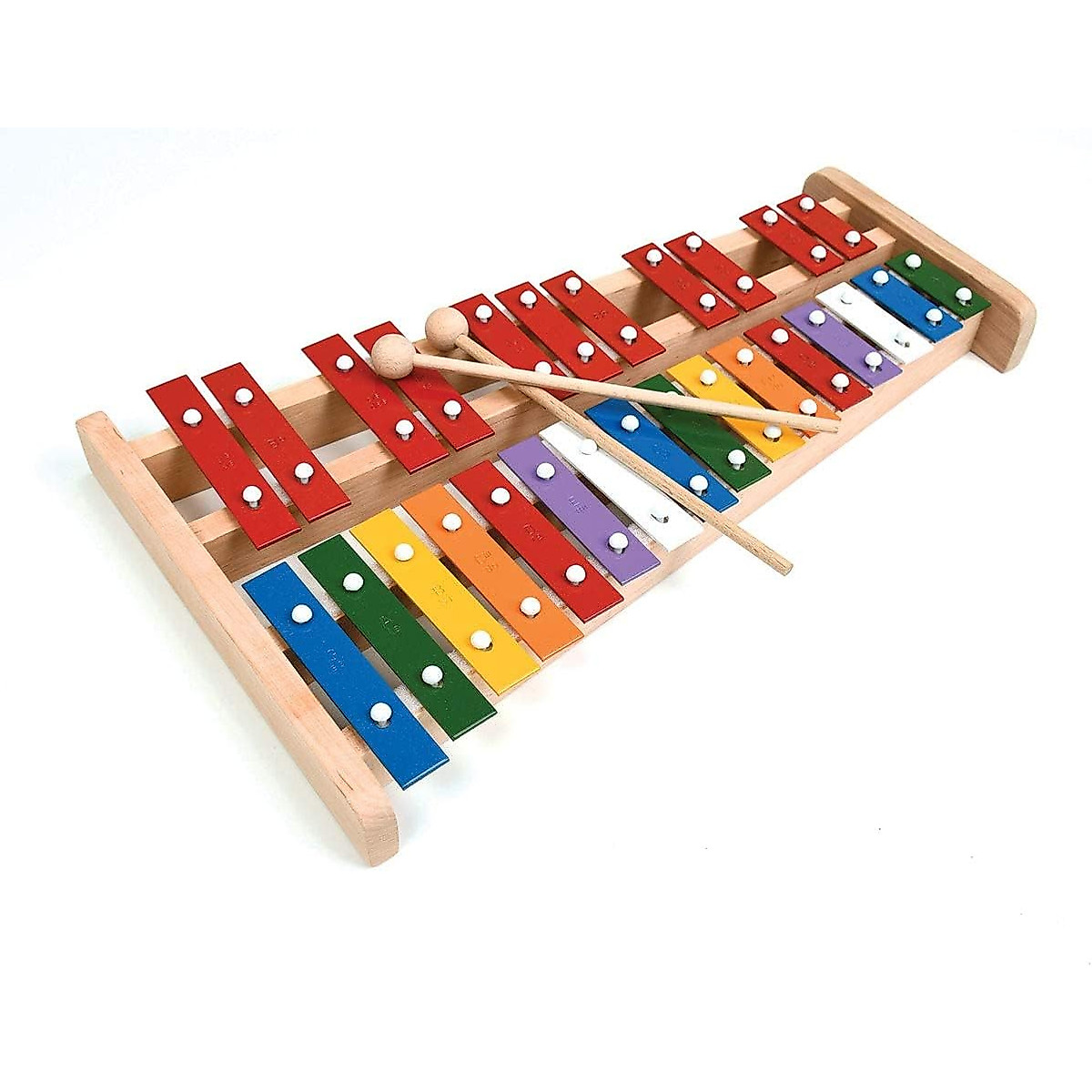 Professional Wooden Soprano Full Size Colorful Glockenspiel Xylophone with 27 Metal Keys for Adults & Kids