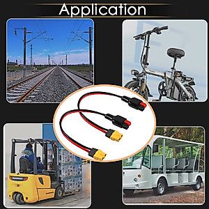 QIANRENON 12AWG 45A Connector to XT60 Female Extension Cable Solar Panel to Lithium Battery Connector Adapter, for Outdoor Power Bank, Lithium Battery Pack, 30cm/11.8in,2pcs