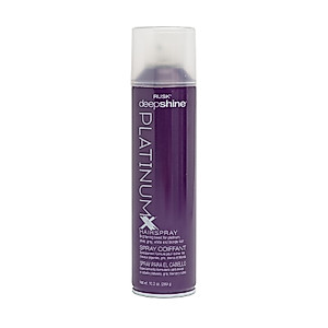 RUSK Deepshine PlatinumX Hairspray, Fast-Drying Finishing Spray, All-Day Humidity Resistance Provides Strong Hold, Shape, and Body for a Shiny Look, 10.2 oz.