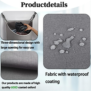 BUSIFA Hanging Laundry Hamper, Over The Door Clothes Hamper With Non-Destructive Hooks For Adjustable Hanging Height, Large-Capacity, Large-Opening Door Hamper For Storing Dirty Laundry(Gray)