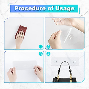 FELOOW Shower Caddy Adhesive Replacement, 2 Pack shower shelf adhesive, gold adhesive hooks for shower No Drilling, for Soap Holder, Bathroom Storage Shelves and Kitchen Racks (Transparent)