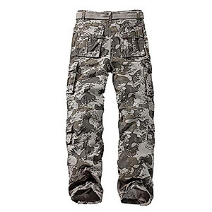 AKARMY Wild Cargo Pants, Casual Work Pants, Military Army Camo Combat Hiking Pants with 8 Pockets(No Belt) 3357 Water Spray Camo 32