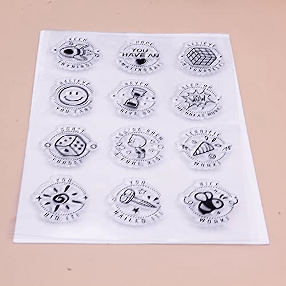 ljhnba Exquisite Encourage Silicone Clear Stamp Small Pattern Background Rubber Seal Transparent Stamper for DIY Scrapbooking Transparent Stamper for Card Making