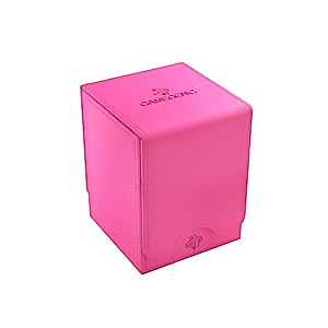 Gamegenic Squire 100+ XL Convertible Deck Box | Card Storage Box with Removable Cover Clips | Holds 100 Double-Sleeved Cards in Extra Thick Inner Card Sleeves | Pink Color | Made (GGS20103ML)