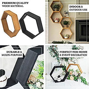 Efavormart 2 PC | 9" Tall Hexagon Rustic Wood Centerpiece | Natural Geometric Terrarium | Honeycomb Storage Shelf