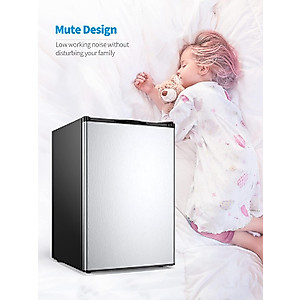 NAFORT Compact Upright Freezer 3.0 Cu. Ft. with Stainless Steel Single Door, Mini Freezing Machine with Reversible Door, 7 Grade Adjustable Thermostat for Home Office