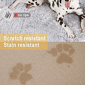 Codi Dog Bed for Couch - Calming Dogs Beds for Large Pets, Fluffy Plush Cats Mat, Anti Anxiety Pet Mats with Removable Washable Cover Protector for Sofa, Light Grey, 41x37x6 inches