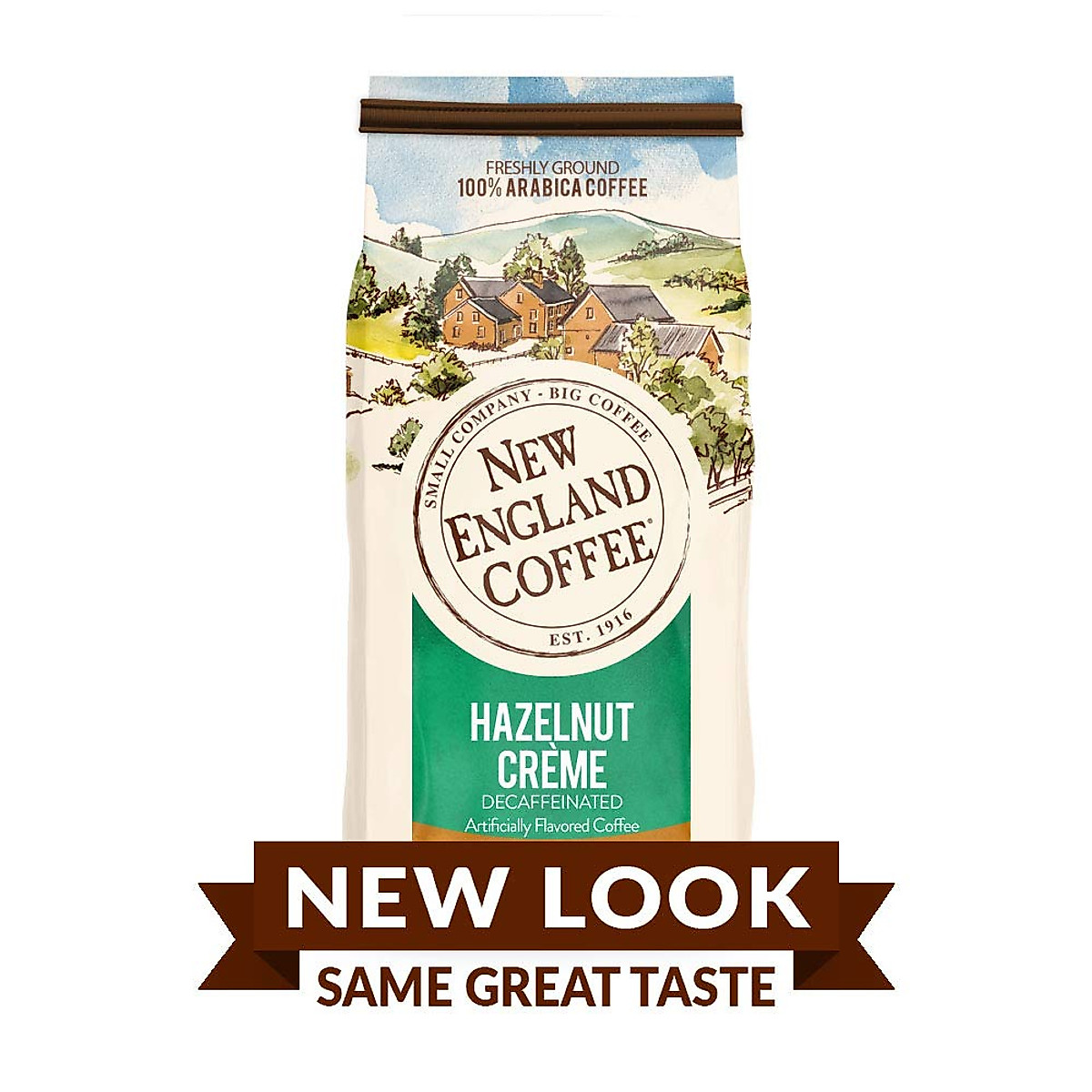 New England Coffee Hazelnut Crème Decaffeinated Medium-Roast Ground Coffee, 10oz. Bag (Pack of 3)