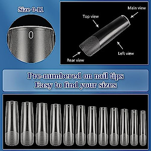 Clear Square Nail Tips, Gel Nail Tips for Acrylic Nails Professional，240PCS XL Nail Tips Full Matte Full Cover Straight Square Nail Tips, Slightly C Curve French Nail Tips Use for Nail Extension