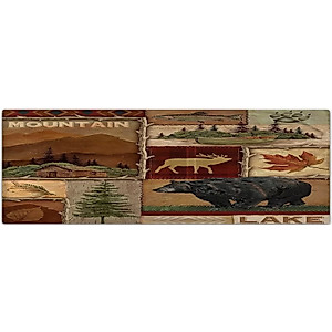 Rustic Cabin Wildlife Kitchen Rug Maple Leaf Bear Moose Deer Country Comfort Standing Mat Farmhouse Floor Mats Washable Cushioned Doormat Anti Fatigue Non-Slip Kitchen Runner Rugs Bedroom Area Carpet