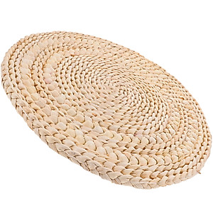 HEMOTON Straw Insulation Placemat Upholstery Trim Round Woven Placemats Indoor Mats Farmhouse Placemats Drinks Coasters Woven Cutlery Cushion - Placemat Hand Woven Placemat