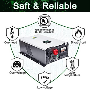 DIANXIAOMI UL1741 10KW 48V Solar Hybrid Inverter, Output 120/240V Split Phase Pure Sine Wave, Low Frequency Inverter, DC 48V AC Input 240V AC, 2x60A MPPT Solar Charger Controller-10000W