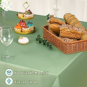 Newwiee Sage Plastic Tablecloths for Green Tablecloth Rectangle Tables 108 x 51 Inch Reusable Rectangle Table Cover for Birthday Wedding Shower Parties Decorations Supplies(3 Pcs)